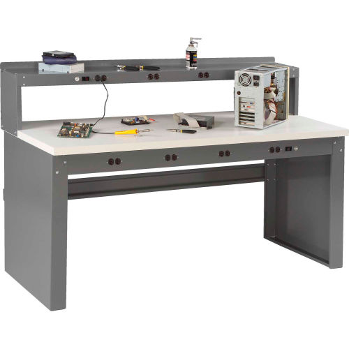 Tennsco Panel Leg Workbench w/ Laminate Square Edge Top & 8 Outlet ...