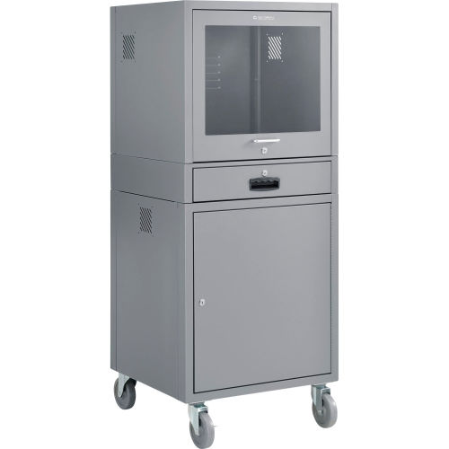 Global Industrial™ Mobile Computer Cabinet, Dark Gray, Unassembled