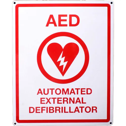First Voice™ AED Flat Wall Sign, 8" X 10", Plastic