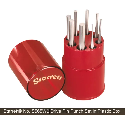 Starrett® Drive Pin Punch Set, Steel , 4"L, 1/16"-5/16" Punch Dia., Red ...