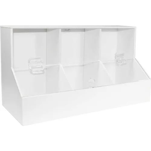 TrippNT™ White PVC/Acrylic Large Dispensing Bin with 3 Compartments, 18 ...