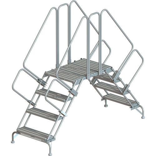 Tri-Arc 4 Step Double Entry Crossover Ladder, Steel, 73"L