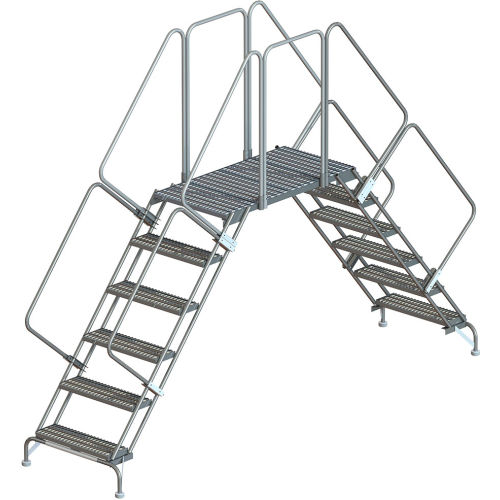 Tri-Arc 6 Step Double Entry Crossover Ladder, Steel, 121"L