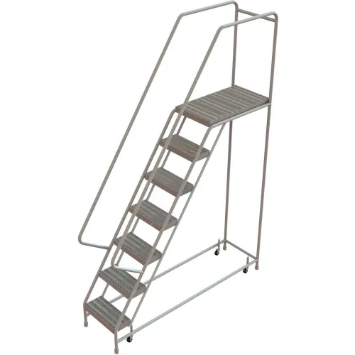 7 Step Aluminum Rolling Ladder, 16 7 Step Aluminum Rolling Ladder, 16