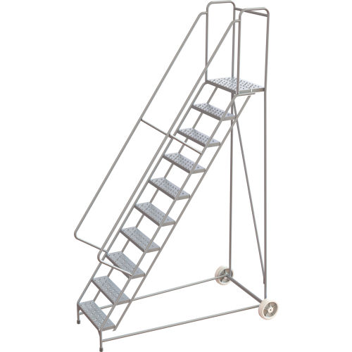 Tri-Arc Wheelbarrow Ladder, 10 Steps, Aluminum, 350 lb. Capacity, 14"D ...