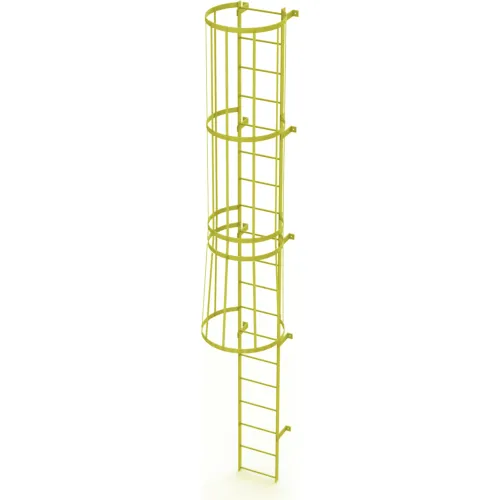 19 Step Steel Caged Fixed Access Ladder, Safety Yellow - WLFC1119-Y