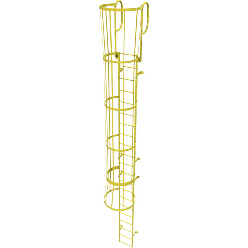 21 Step Steel Caged Walk Through Fixed Access Ladder, Safety Yellow ...