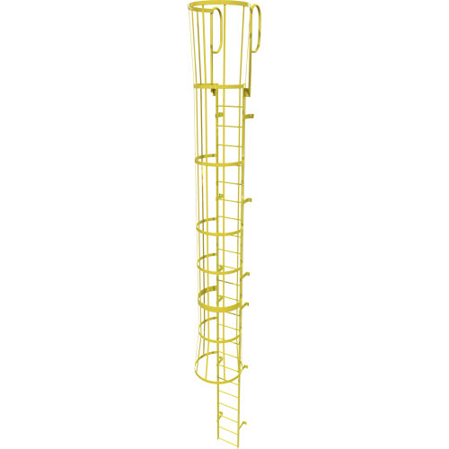 24 Step Steel Caged Walk Through Fixed Access Ladder, Safety Yellow ...