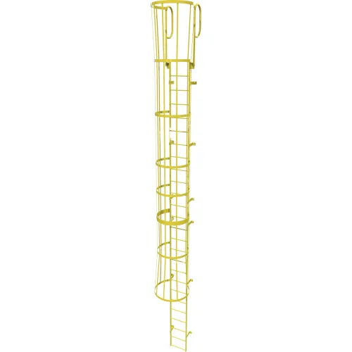 26 Step Steel Caged Walk Through Fixed Access Ladder, Safety Yellow ...