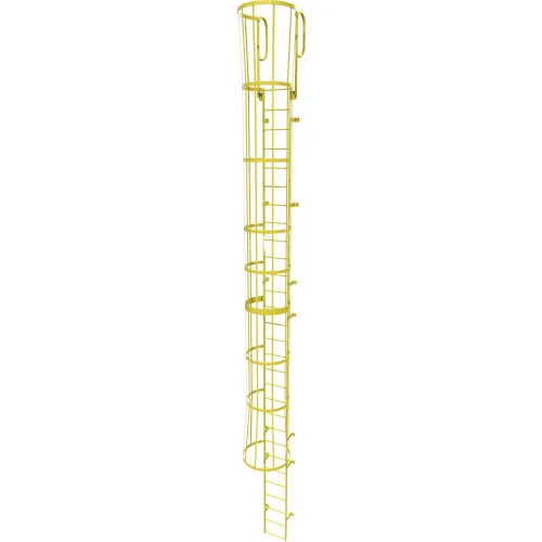 29 Step Steel Caged Walk Through Fixed Access Ladder, Safety Yellow ...