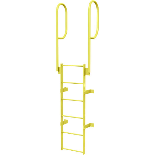 6 Step Steel Walk Through With Handrails Fixed Access Ladder, Yellow ...