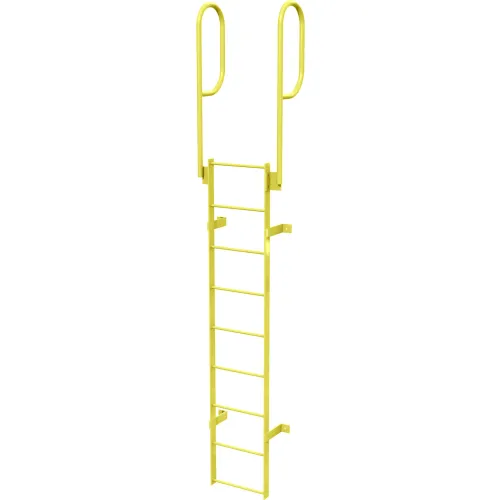 9 Step Steel Walk Through With Handrails Fixed Access Ladder, Yellow ...