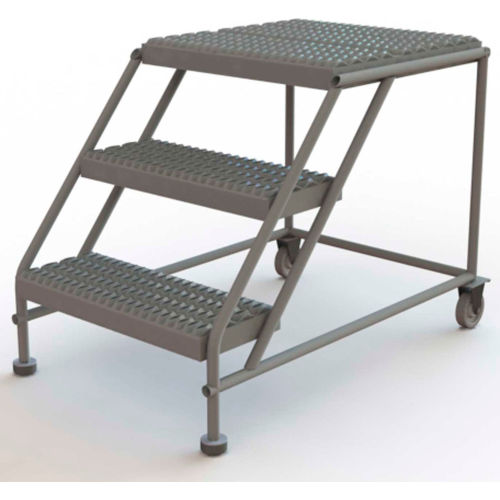 3 Step Mobile Work Platform 24"W x 24"L, No Handrails, Gray - WLWP032424