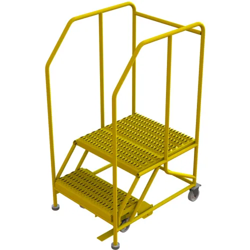 2 Step Mobile Work Platform 24"W x 24"L, 36" Handrails, Safety Yellow ...