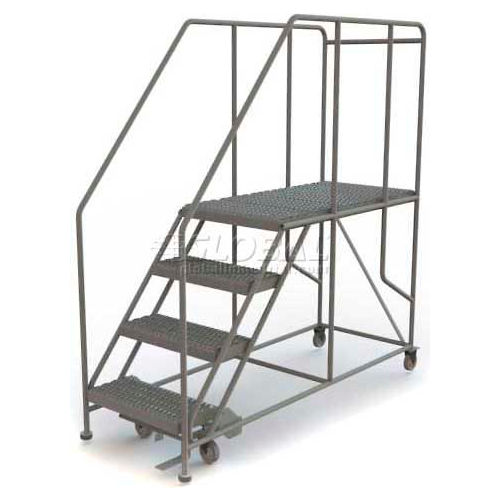 Mobile 4 Step Steel 24"W X 48"L Work Platform Ladder - 800 Lb. Capacity ...
