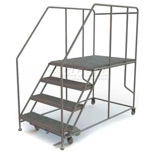 Mobile 4 Step Steel 36"W X 48"L Work Platform Ladder - 800 Lb. Capacity ...