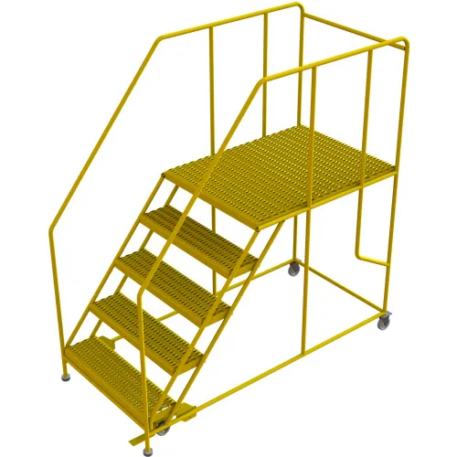5 Step Mobile Work Platform 36"W x 48"L, 36" Handrails, Safety Yellow ...
