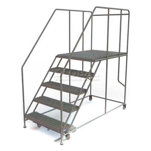 Mobile 5 Step Steel 36"W X 48"L Work Platform Ladder - 800 Lb. Capacity ...