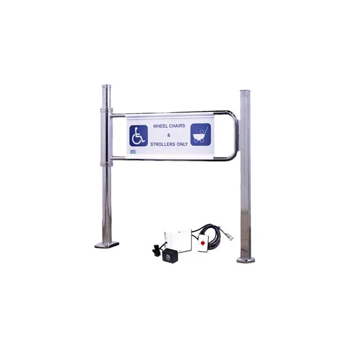 Magnetically Locking Swing Gate w/ Right Handed Handicap - Mirror Chrome