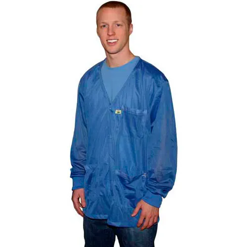 Transforming Technologies ESD Jacket, V-Neck, Knit Cuff, Light Blue, 5XL