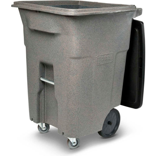 Toter Heavy Duty Two-Wheel Trash Cart w/Casters, 96 Gallon Graystone ...