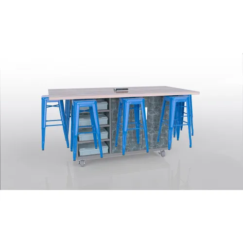 CEF ED 8 Seater Classroom Table, 84"L x 48"W x 42"H, Paint Scrape Steel ...