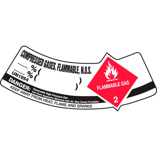Accuform MCSLCORVSP Gas Cylinder Label, Compressed Gases, Flammable, N ...