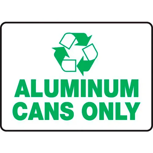 AccuformNMC™ Aluminum Cans Only Label w/ Recycle Sign, Adhesive Vinyl ...