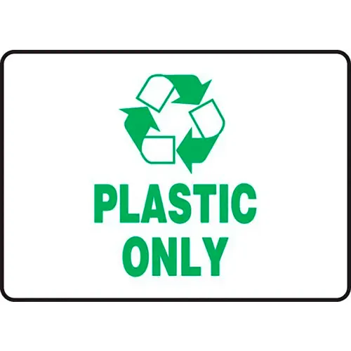 AccuformNMC™ Plastic Only Label w/ Recycle Sign, Plastic, 7" x 10"