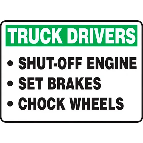 AccuformNMC™ Truck Drivers-Shut Off Engine Sign, Aluminum, 10" x 14 ...
