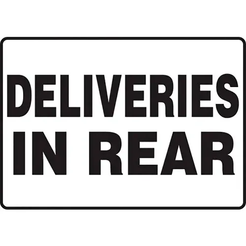 AccuformNMC™ Deliveries In Rear Delivery Location Sign, Aluminum, 10" x ...