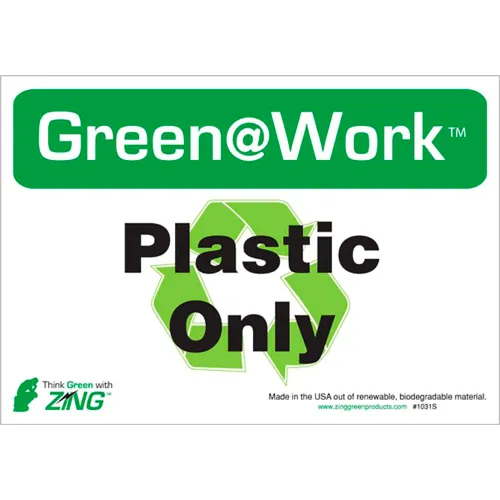 Zing Eco Label, Recycle Recycled Plastic Only, 10"W x 7"H, Recycled ...