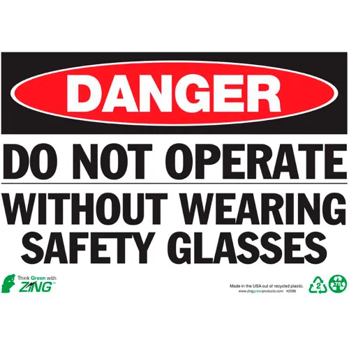 Zing Eco Safety Sign, Danger Do Not Operate Without Wearing Safety ...