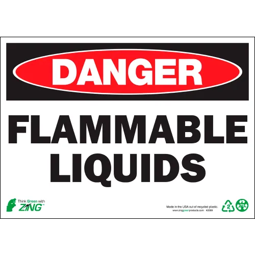 Zing Eco Safety Sign, Danger Flammable Liquids, 14"W x 10"H, Recycled ...