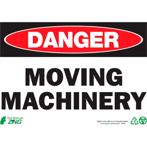 Zing Eco Safety Sign, Danger Moving Machinery, 14"W x 10"H, Recycled ...