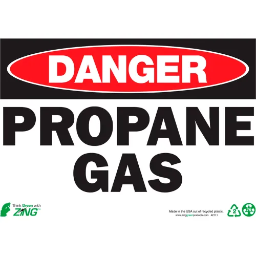 Zing Eco Safety Sign, Danger Propane Gas, 14"W x 10"H, Recycled ...