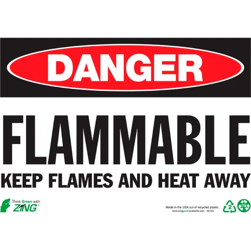 Zing Eco Safety Sign, Danger Flammable Keep..., 14"W x 10"H, Recycled ...