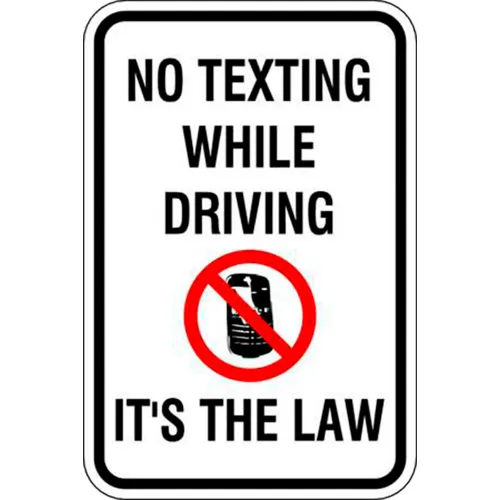 Zing® Eco Traffic Sign, No Texting While Driving, 18"H x 12"W, HIP, 1/ ...