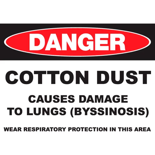 Zing Eco GHS Sign, Danger Cotton Dust, 14"W x 10"H, Recycled Plastic
