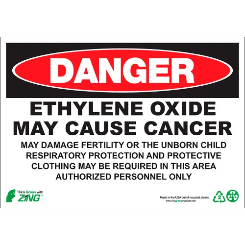 Zing Eco GHS Sign, Danger Ethylene Oxide, 14"W x 10"H, Recycled Aluminum