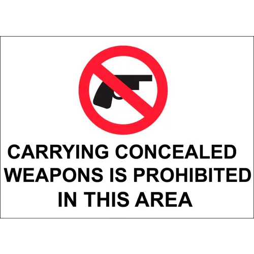 Zing Concealed Carry Sign, Concealed Weapons Prohibited, 14"W x 10"H ...