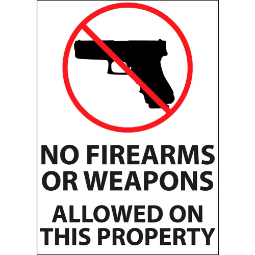 Zing Eco Security Window Decal, No Firearms or Weapons, 5"W x 7"H ...