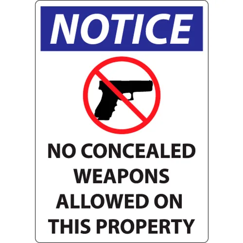Zing Concealed Carry Sign, Missouri/Wisconsin Regulations, 10"W x 14"H ...
