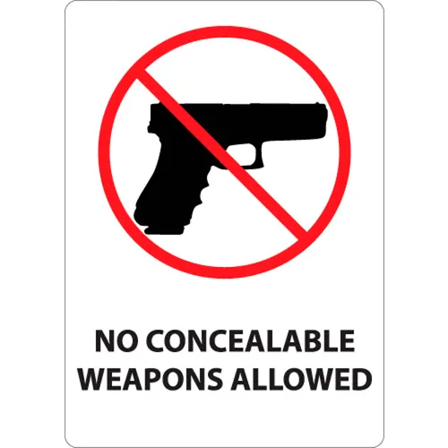 Zing Concealed Carry Sign, S Carolina Regulations, 10"W x 14"H ...