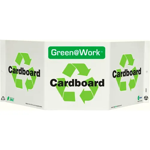 Zing Green at Work Tri-View Sign, Cardboard with Recycle Symbol, 20"W x ...