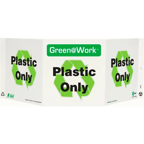 Zing Green at Work Tri-View Sign, Plastic Only with Recycle Symbol, 20 ...