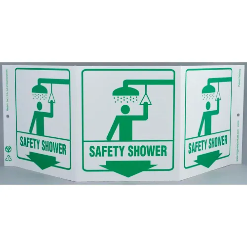 Zing Eco Safety Tri View Sign, Safety Shower, 20"W x 7-1/2"H, Recycled ...