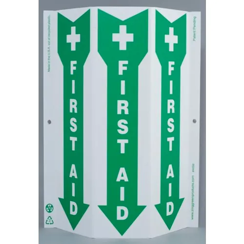 Zing Eco Safety Tri View Sign, First Aid, 9"W x 12"H, Recycled Plastic