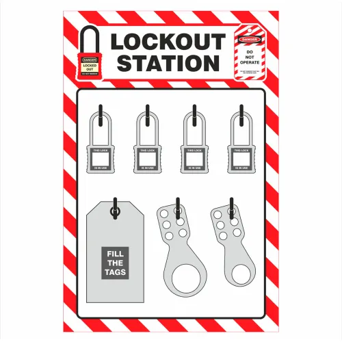 Zing Lockout Shadow Board, 4 Padlock Capacity, 11-3/4"W x 3/16"D x 17-1 ...