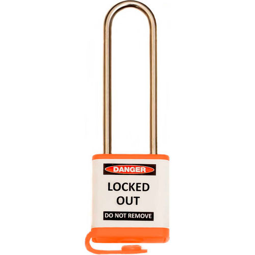 ZING 800 Series Padlock, 3" Shackle, Orange, Keyed Different